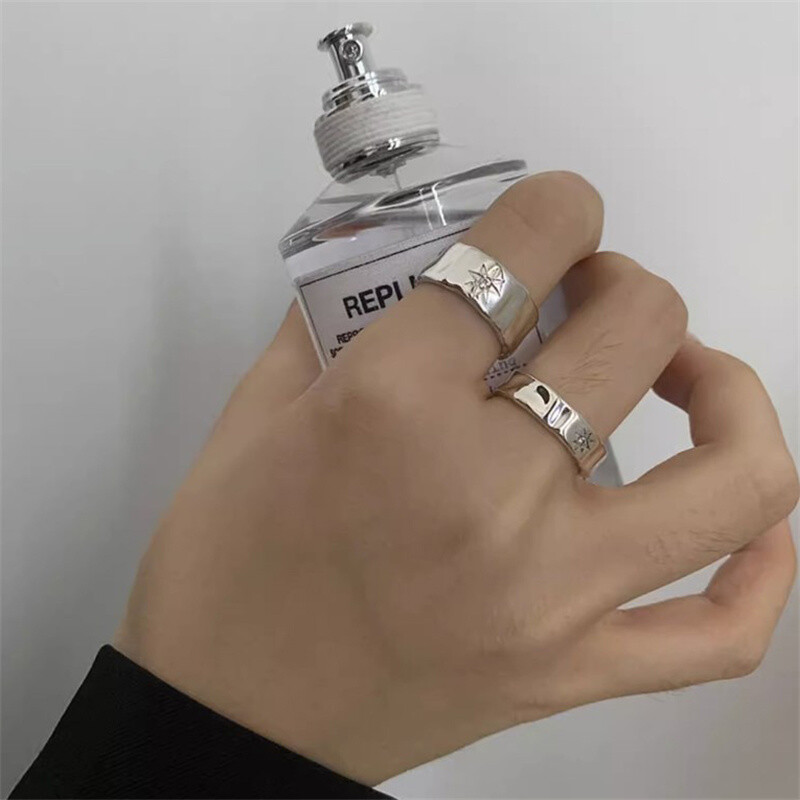 Punk Opening Ring Women Couple Shiny Star Finger Rings Handmade ...