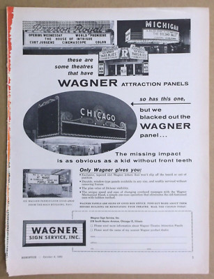 1962 WAGNER SIGN SERVICE Magazine AD~MICHIGAN & RAPIDS Theaters ...