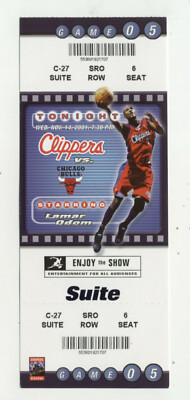 Los Angeles Clippers Vs Chicago Bulls 2001 Unused Suite Ticket | eBay