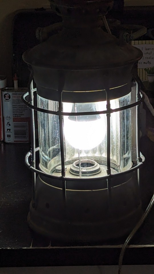 Perkins Marine Lamp Brass Standing Light Lantern c. 1916 Swing Handle ...