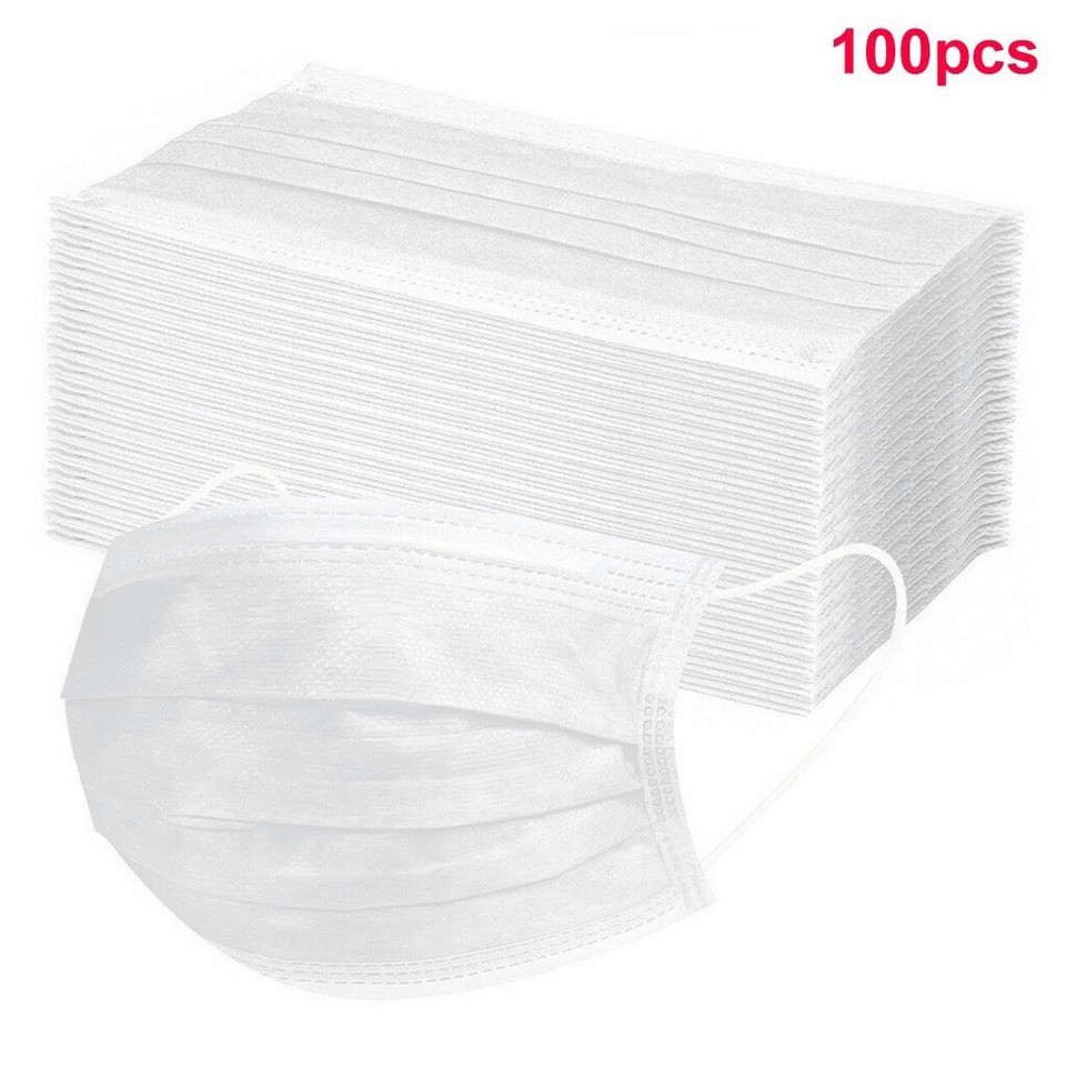 Disposable Face Masks, 3 Ply Blue/White Medical Style Masks Packs 100 ...