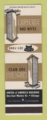 Matchbook Cover - Club on 39 Chicago IL SAMPLE | eBay