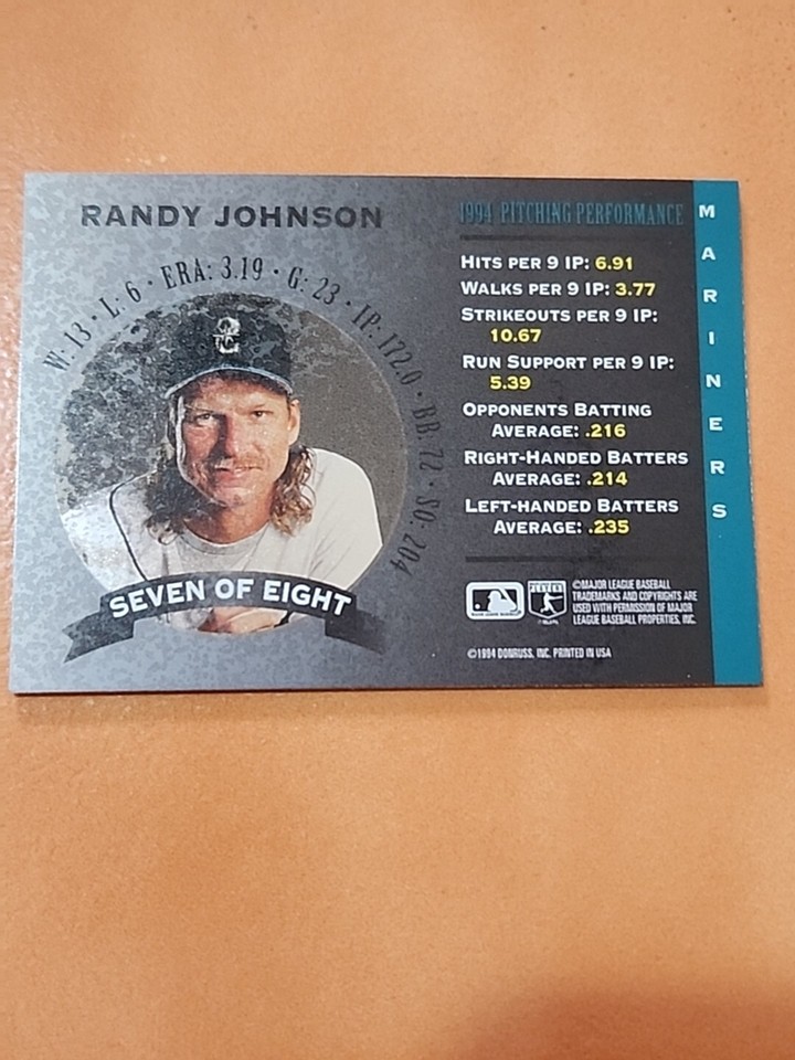 RANDY JOHNSON 1995 Donruss Mound Marvels INSERT #7/8 FREE SHIPPING | eBay