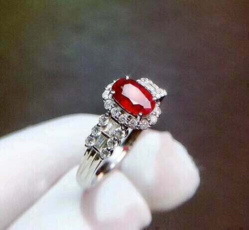 2.3Ct Red Oval Cut Lab Created Diamond Engagement Wedding Ring Real 925 ...