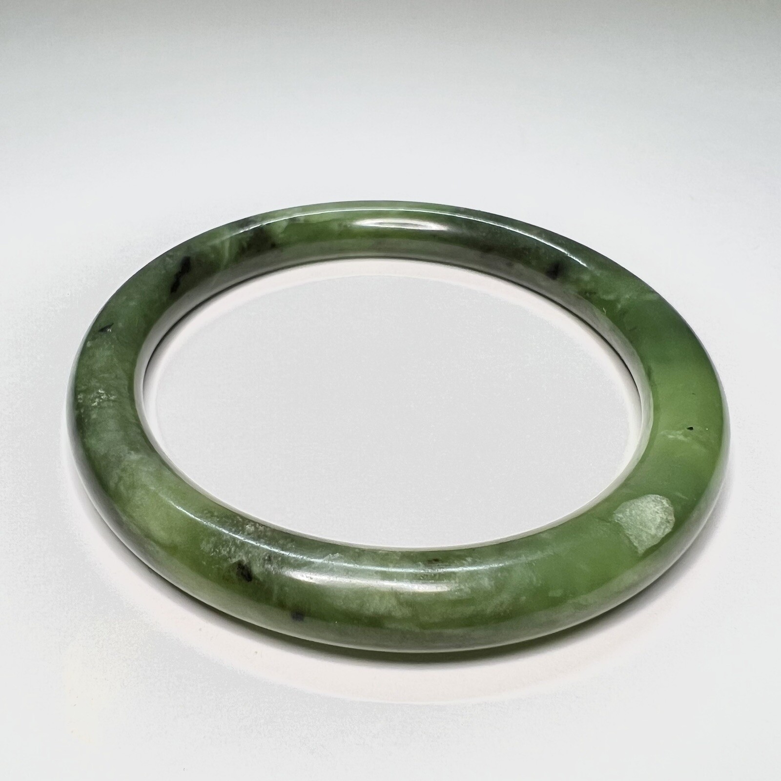 Vintage Genuine Natural Nephrite Jade Bangle Bracelet… - Gem