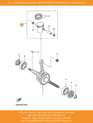 YAMAHA Piston (0.50mm O/s), 5WW-E1636-00 OEM CW50 | eBay