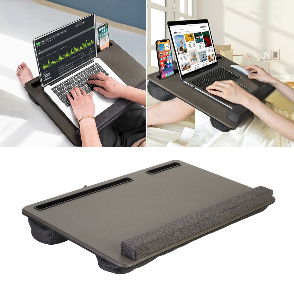 PORTABLE KNEE LAP TABLE DESK LAPTOP TRAY WITH PILLOW CUSHION PHONE ...