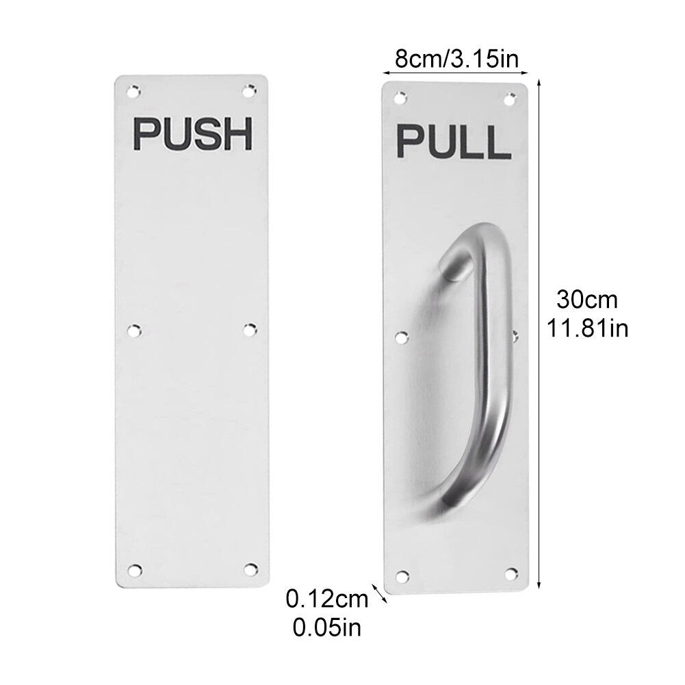 Shop 1 Push Plate Heavy Duty With Without Pull Safe Door Handle Home ...