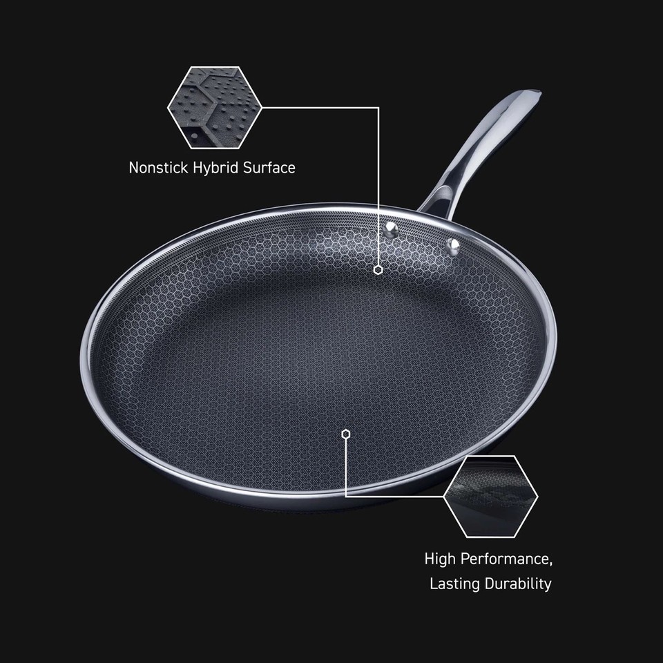 Hexclad Hybrid Nonstick 12-Inch Frying Pan, Stay-Cool Handle, Dishwasher Safe | eBay