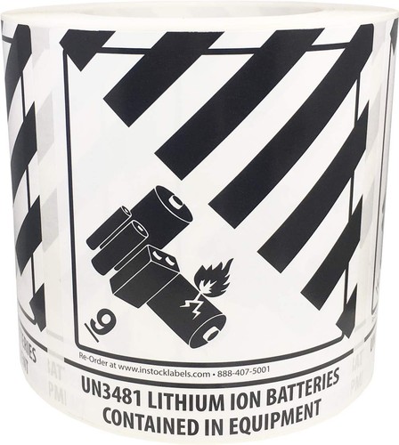 Hazard Class 9 D.O.T. UN3481 Lithium Ion Batteries Contained in ...