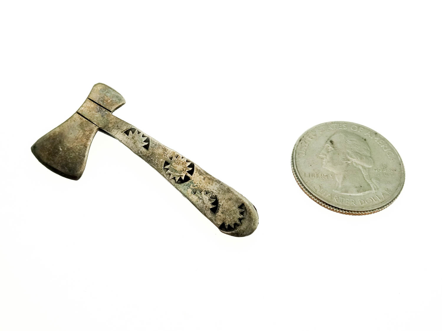 Vintage Native American Style Sterling Silver Tomahawk Pin/Brooch with ...