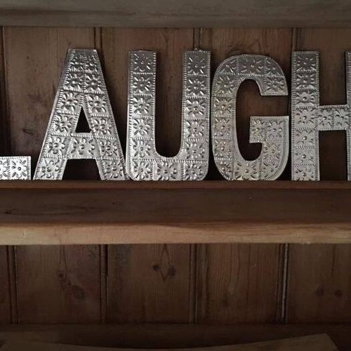 Remember to LAUGH Pressed metal tin foil letters sign hanging or sit ...