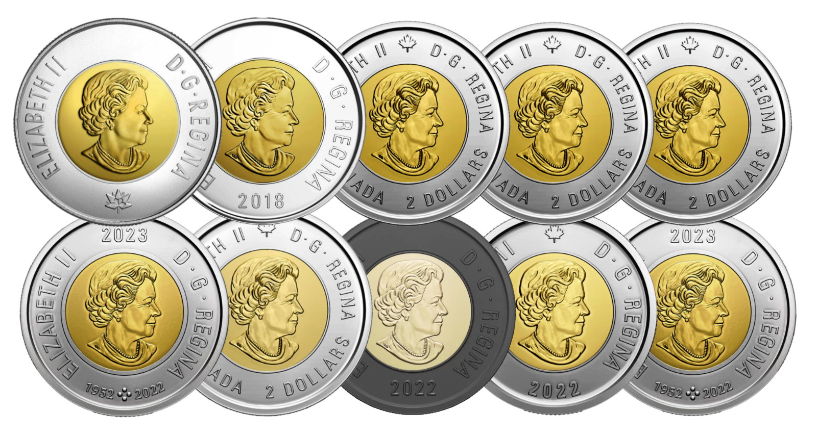 🇨🇦 Full Set Canada Colored Toonie Rare $2 Dollars 10-Coins Set, 2017 ...