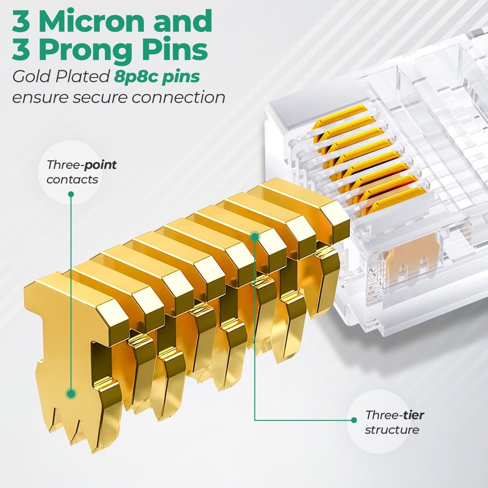 RJ45 Cat6 Pass Through Connector Plugs ethernet cable plug Network ...