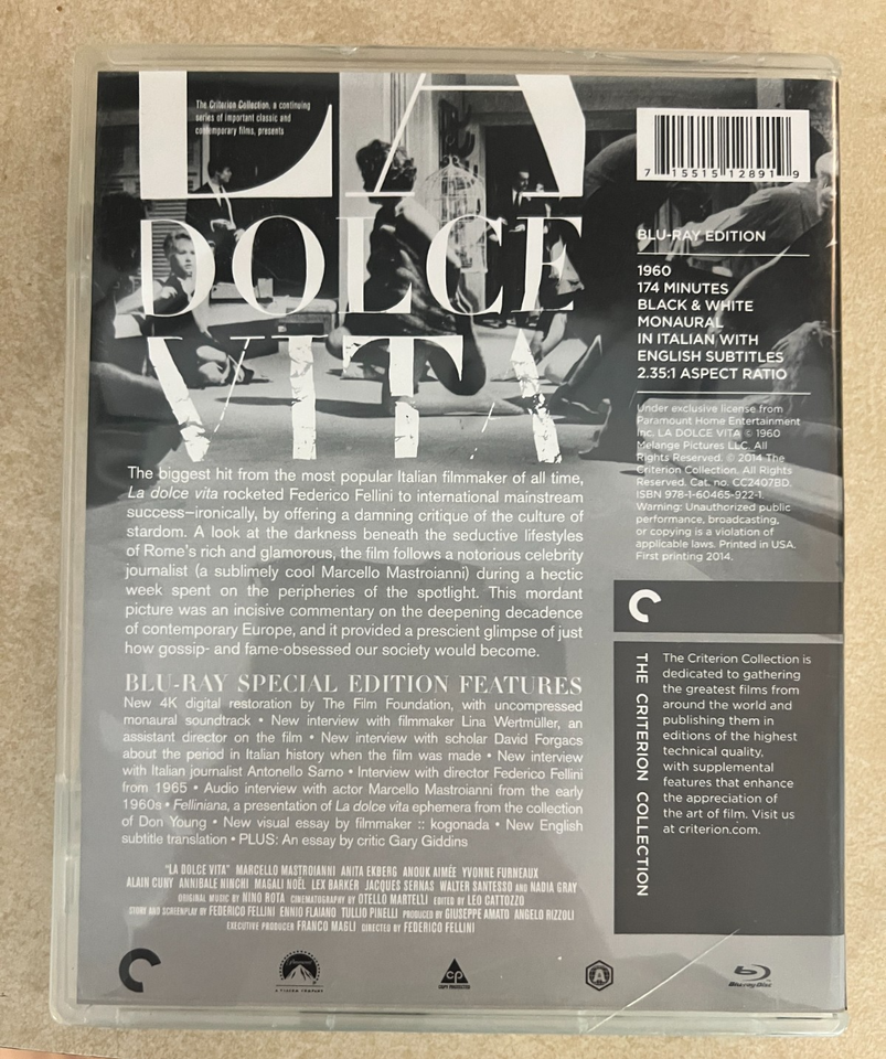 La Dolce Vita OUT OF PRINT (Criterion Collection) (Blu-ray ...