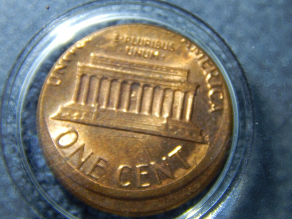 1985 Lincoln Penny HUGE Rare Offset Strike Mint Error RED Lustrous Coin ...