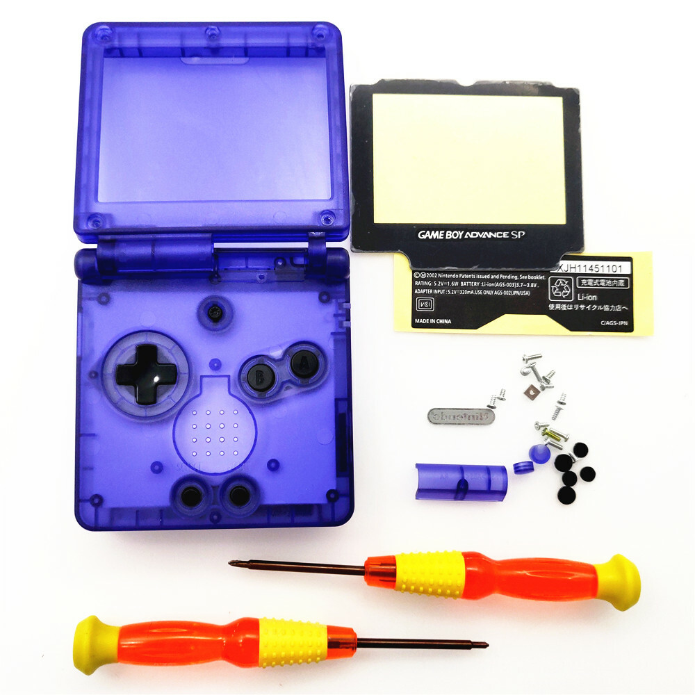 Transparent Blue Clear Shell Housing Case For Game Boy Advance SP GBA ...