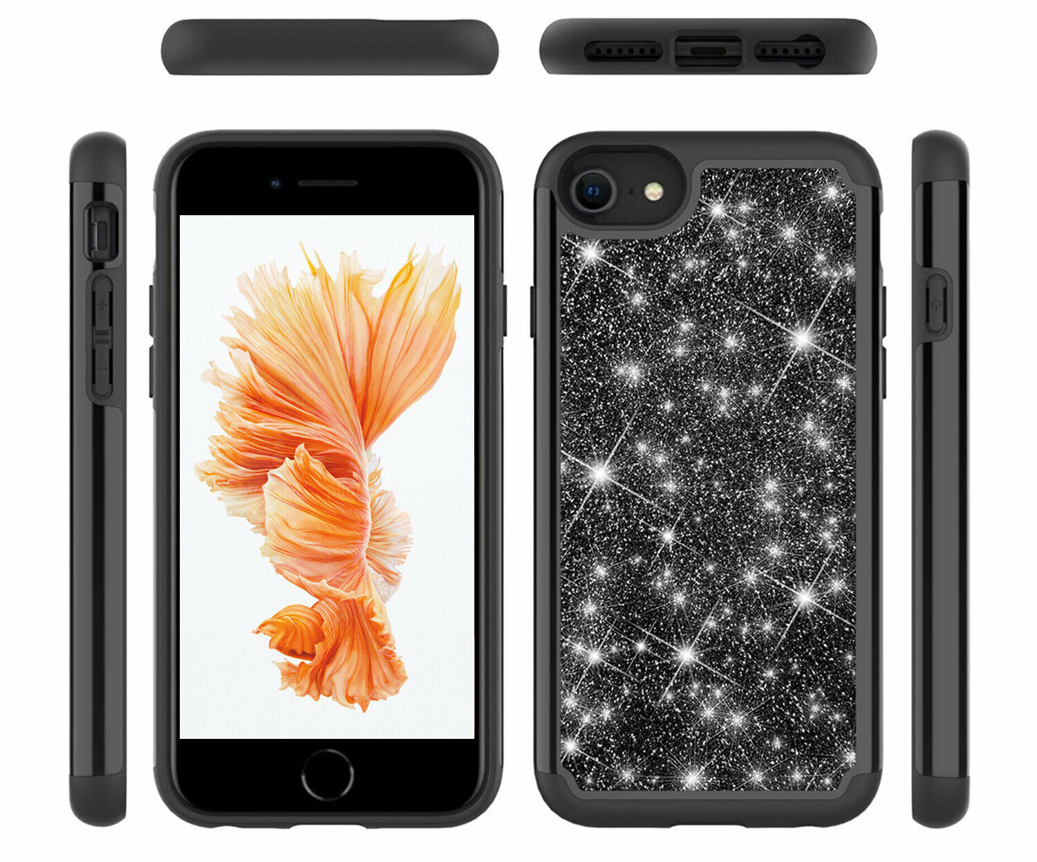 For iPhone SE 2020 (2nd Generation) Glitter Bling Shockproof Dual Case ...