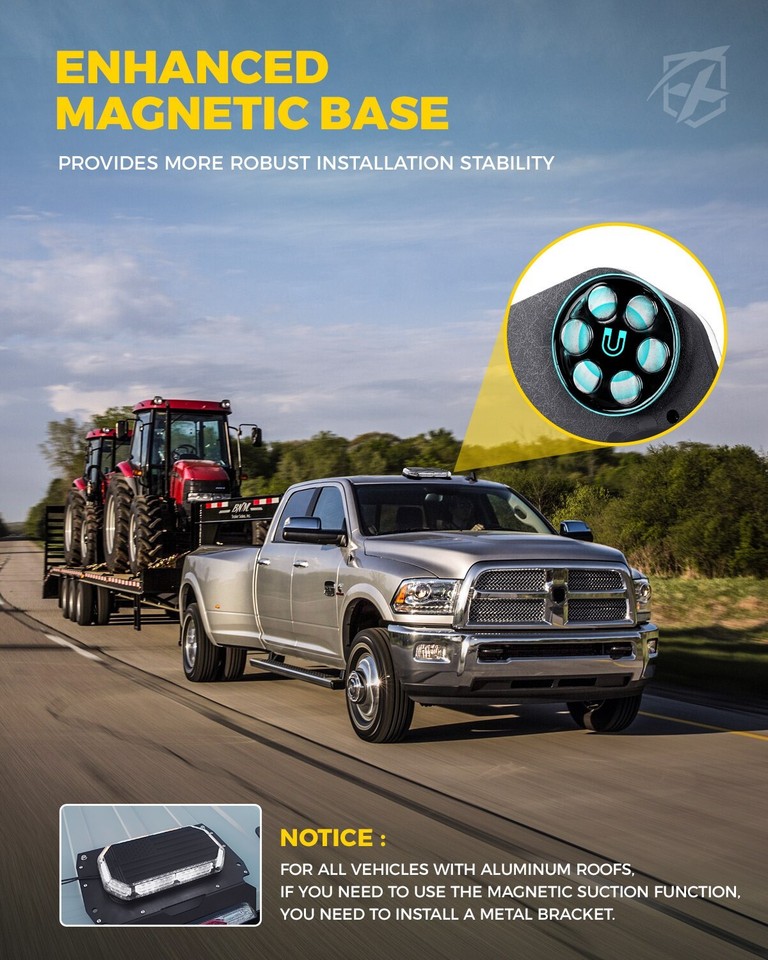 14" American Flag Amber LED Strobe Beacon Light Bar Hazard Flashing ...