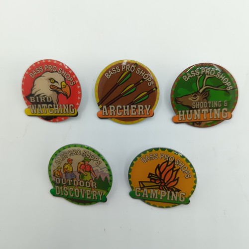 Lot of 5 Bass Pro Shops Advertising Lapel Pins Bird Watching, Camping ...
