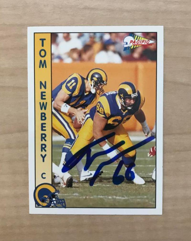 TOM NEWBERRY LOS ANGELES RAMS SIGNED AUTOGRAPHED 1992 PACIFIC CARD #475 ...
