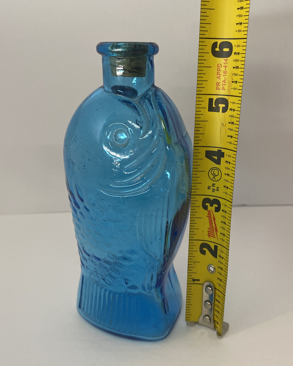 Vintage Doctor Fischs Bitters Blue Fish GLASS BOTTLE 3" Miniature Mini ...