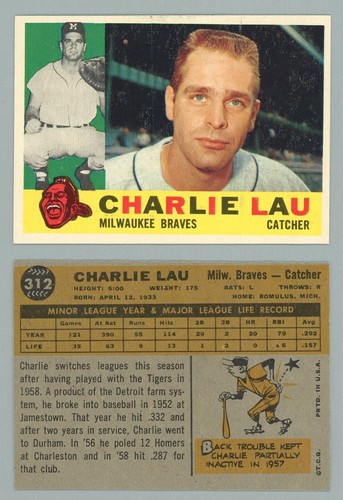 1960 Topps #312 Charlie Lau NEAR MINT **BB-1417** | eBay