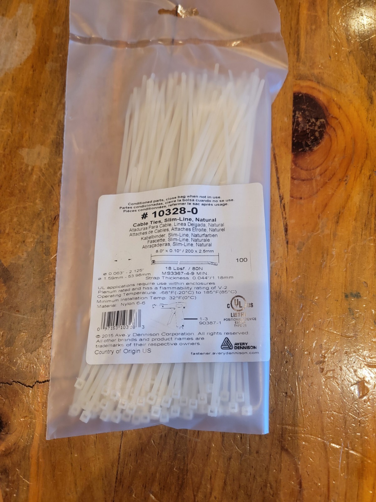 Avery Dennison Cable Ties - 8" - Bag Of 100 - White 10328-0 MS3367-4-9 ...