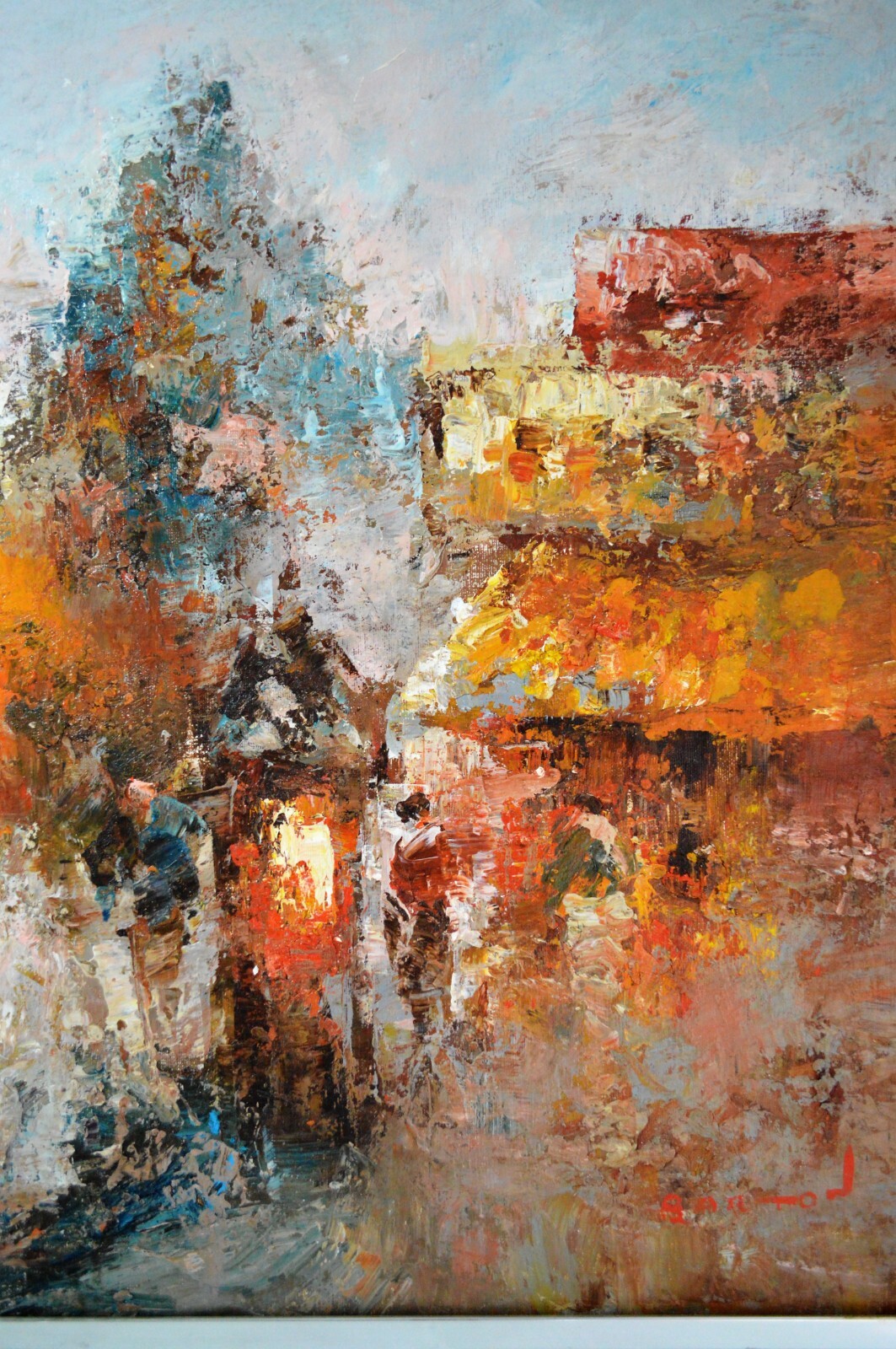 EDWARD BARTON 1926-2012 VINTAGE OIL PAINTING ON CANVAS LISTED AMERICAN ...