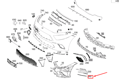 MERCEDES-BENZ CLS C257 Front Bumper Left Side Trim Strip A2578855302 ...