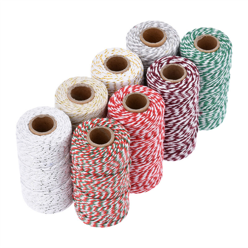 100M/Roll Bakers Twine String Cotton Cords Rope For Home Decor Wrapping ...