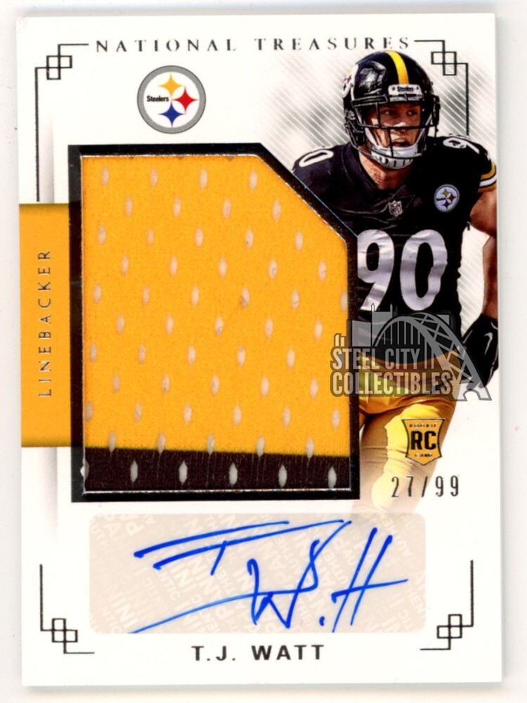 TJ Watt 2017 Panini National Treasures Autograph Rookie Patch RPA Card ...