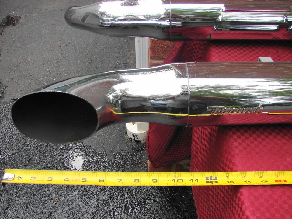 VINTAGE THRUSH SIDE KICK CHROME SIDE PIPES OVERALL LENGTH 61INCHES | eBay