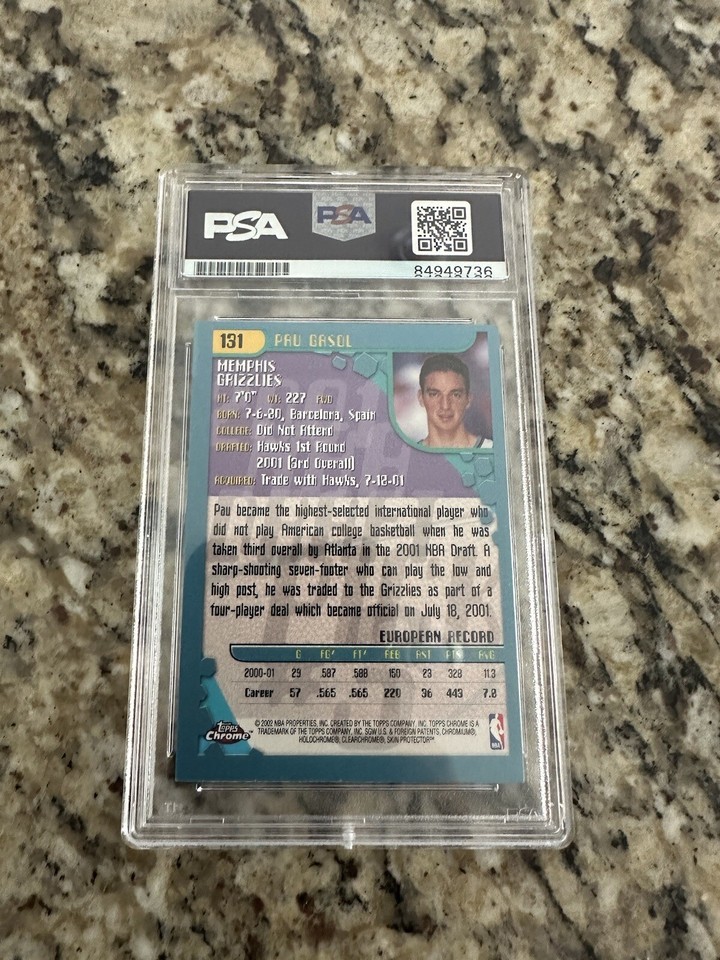 2001-02 Topps Chrome Signed Pau Gasol Rookie Card PSA/DNA Gem Mint 10 ...