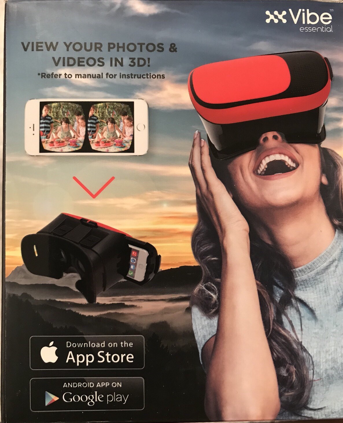 VIBE, Virtual Reality Headset. in Red. Can Be Worn w/Glasses. NEW. | eBay