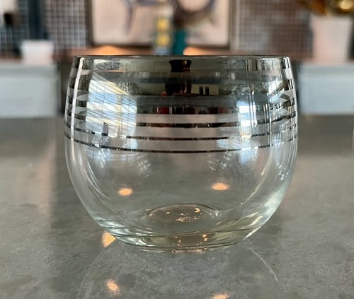 Vintage S/2 Small Silver Striped Roly Poly Wine Cocktail Glasses MCM | eBay