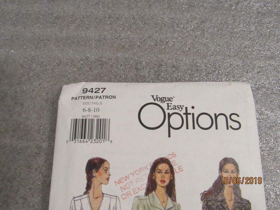 VOGUE Misses' Dress Pattern 9427 Size 6-8-10 UNCUT 1996 | eBay