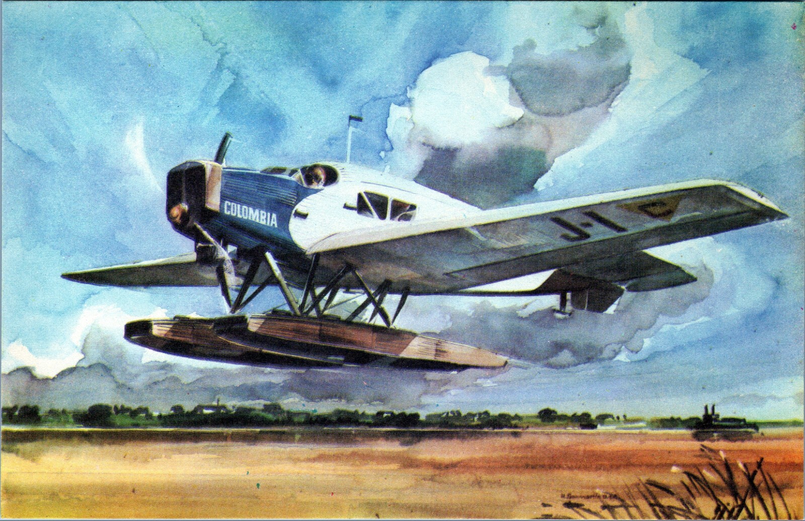 Postcard Avianca Airline Junkers F-13 Single-Engine Monoplane Columbia ...