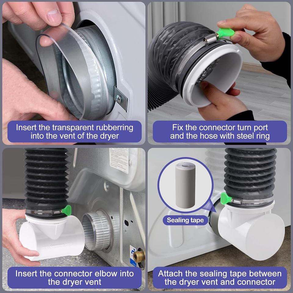 Dryer Vent Hose for Tight Space,Indoor Dryer Vent, Dryer Hose Vent Kit ...
