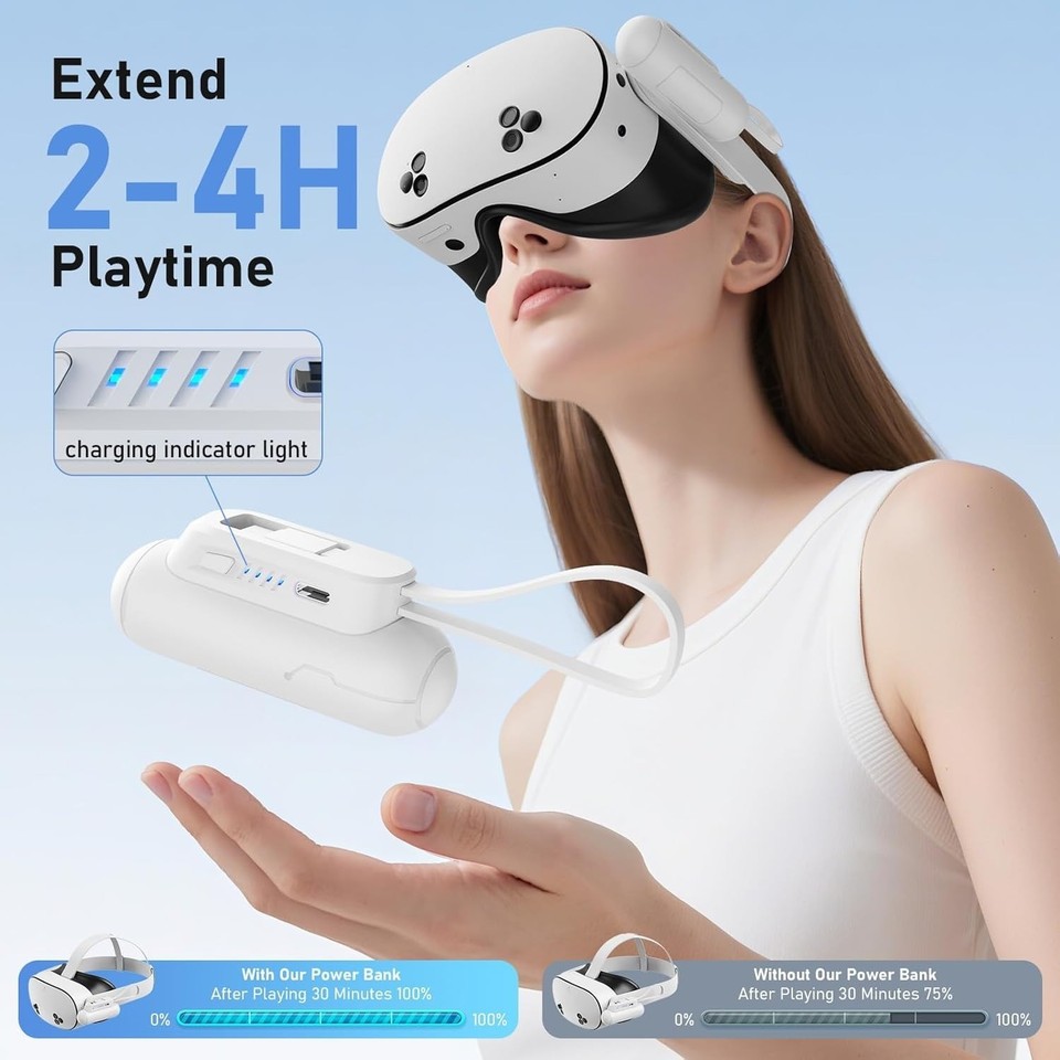 Battery Pack for Meta Quest 3/3S and Oculus Quest 2, 6000Mah Extended ...