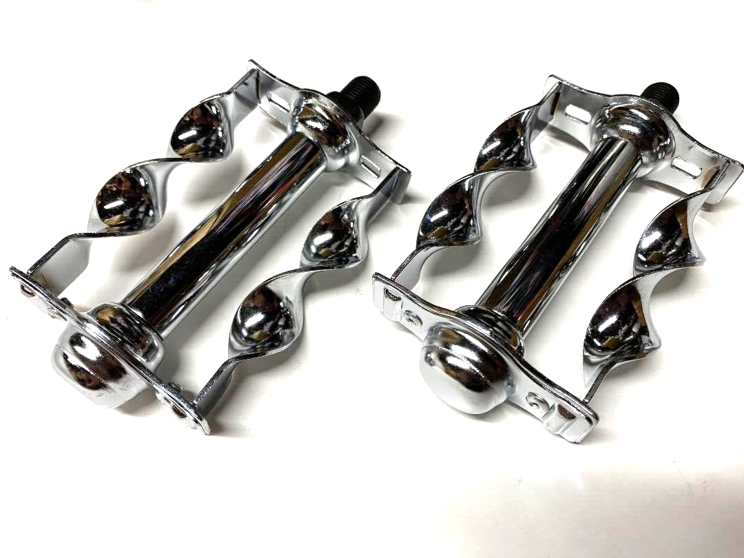 Bicycle Pedals FLAT TWISTED 1/2" Spindle Lowrider Cruiser Bikes CHROME ...