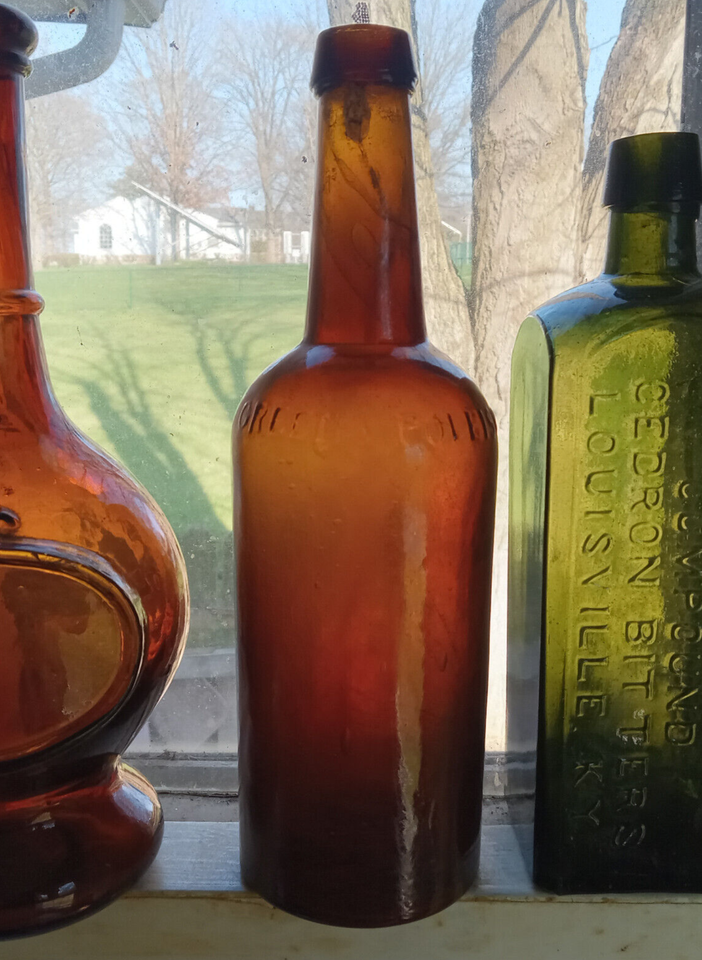 IRON PONTIL DR.GREEN'S POLEISH BITTERS SCARCE 1850s AMBER CYLINDER ...