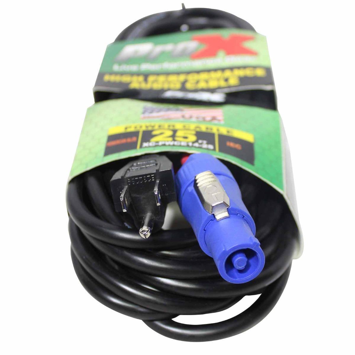 ProX XC-PWCE14-25 25FT PowerCON Blue to Edison Male 14AWG Power Cord ...