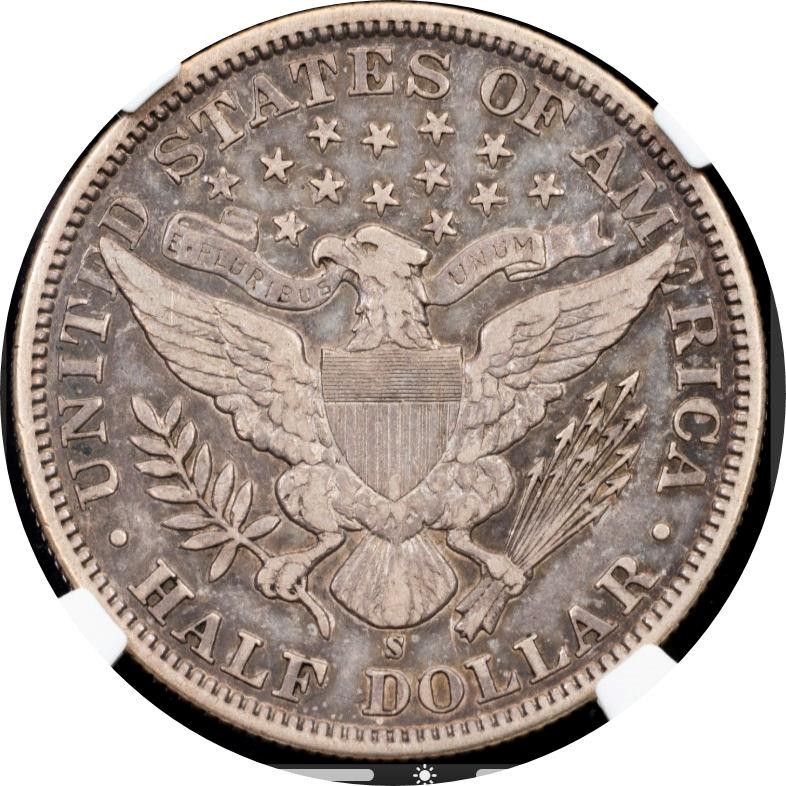 USA 1895-S 50 cents Barber half dollar old silver coin #5351 XF details ...