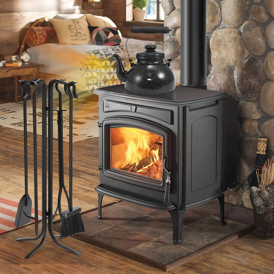 FEED GARDEN Heavy Duty 5-Piece Fireplace Tool Set, Rust-Resistant ...