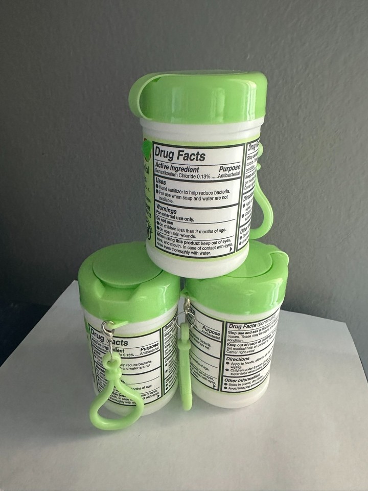 3-Biopure Antibacterial Travel Size Hand Wipes Keychain (Fresh Morning ...