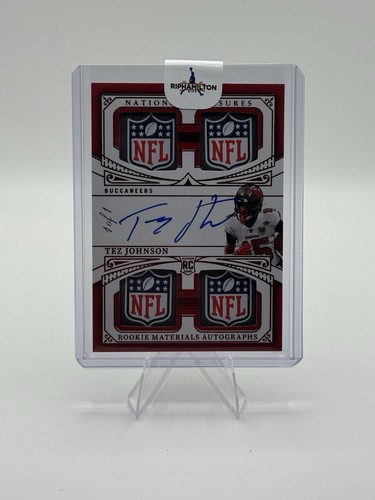 2025 National Treasures Tez Johnson TRUE RPA 1/1 NFL QUAD SHIELD RC ...
