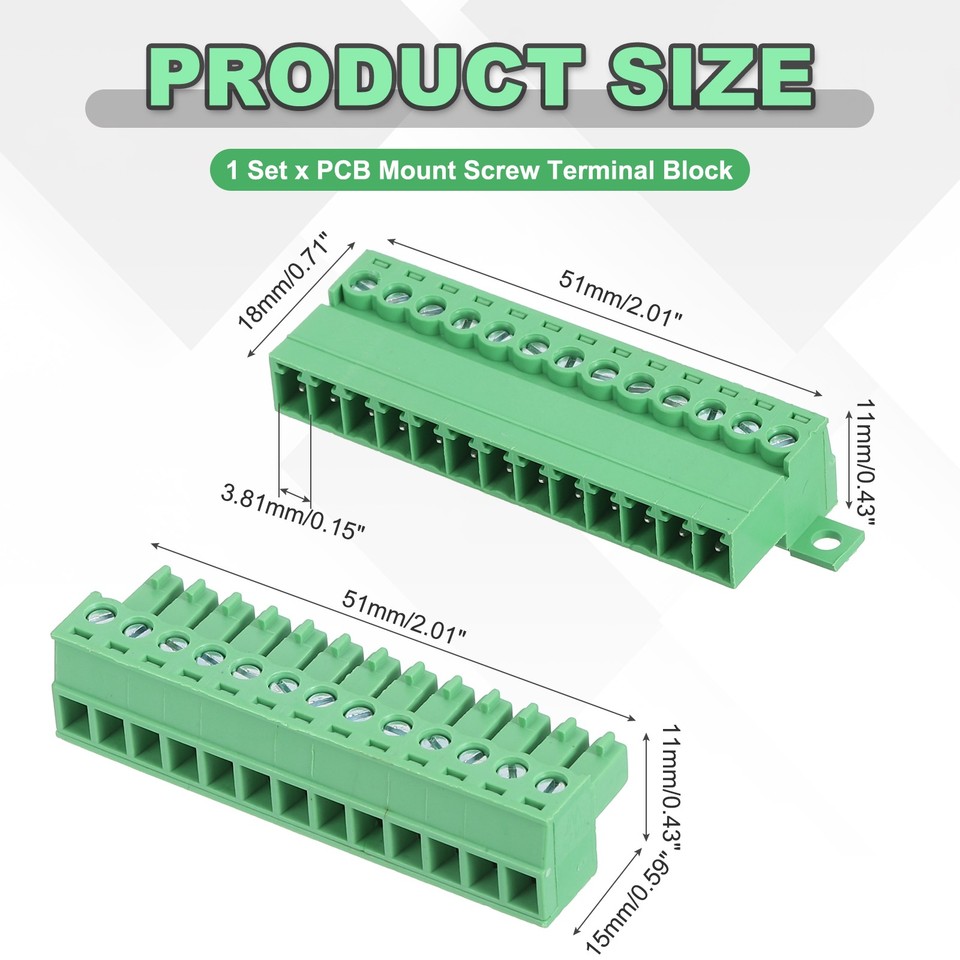 13 Pin Screw Terminal Block Connector, 3.81mm PCB Mount Screw Terminal ...