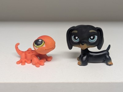 DACHSHUND DOG #325 Black Littlest Pet Shop Hasbro LPS Gecko Real Feel ...