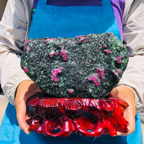 8.22LB Natural Red & green treasure Ruby Epidote SLAB ROUGH ROCK ...